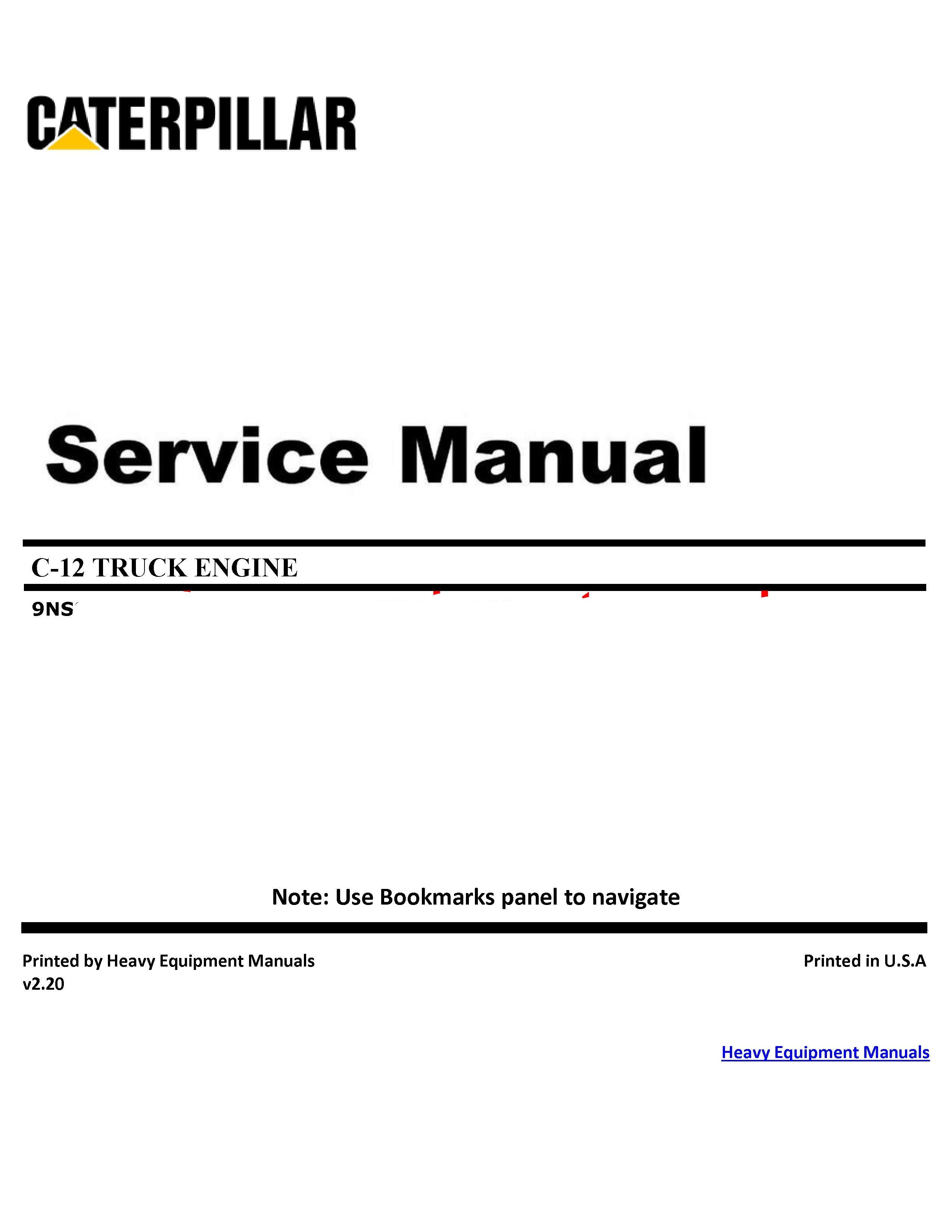 Caterpillar C12 Truck Engine Service Manual 9NS – Heavy Equipment Manual