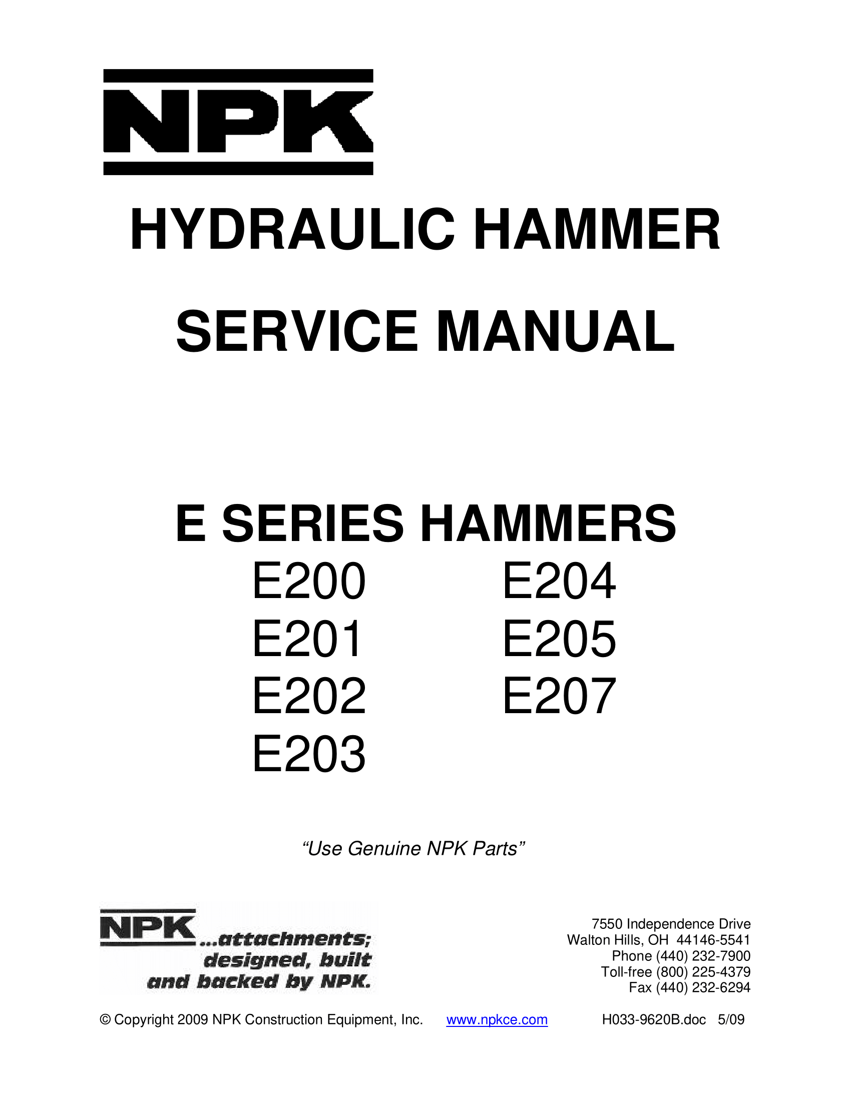 NPK E200, E201, E202, E203, E204, E205, E207 E-... – Heavy Equipment Manual