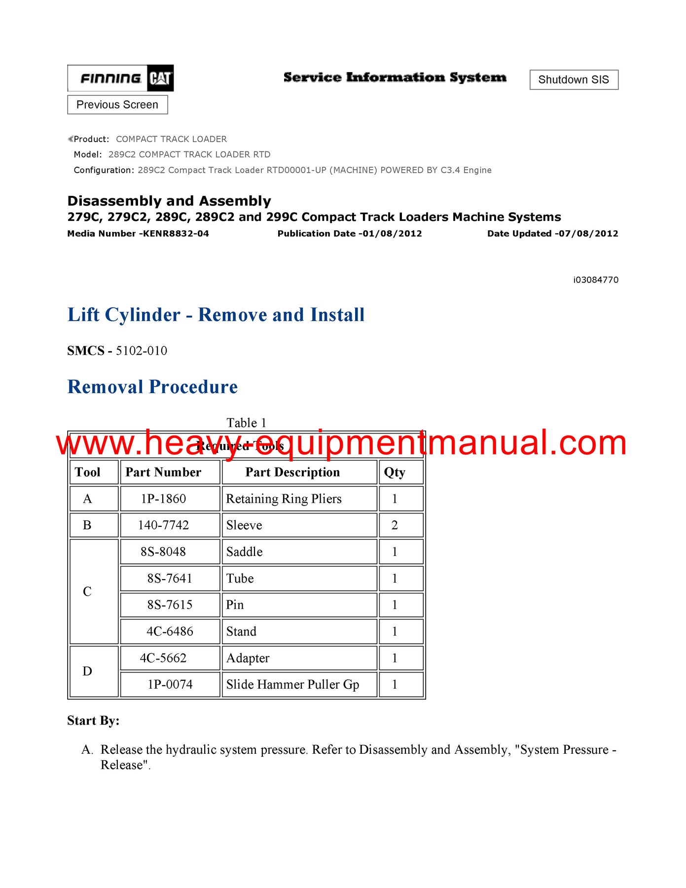 Caterpillar 289C2 Compact Track Loader Full Com... – Heavy Equipment Manual