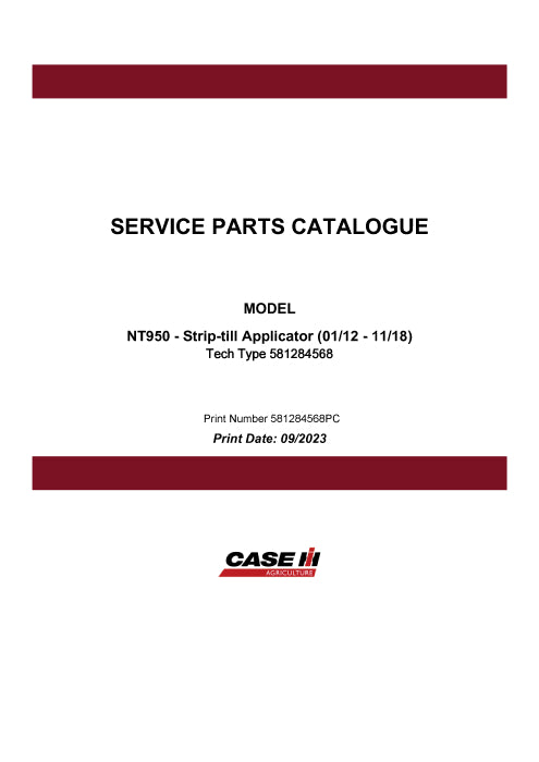 Case IH NT950 Nutri-Tiller Parts Manual 5812845... – Heavy Equipment Manual