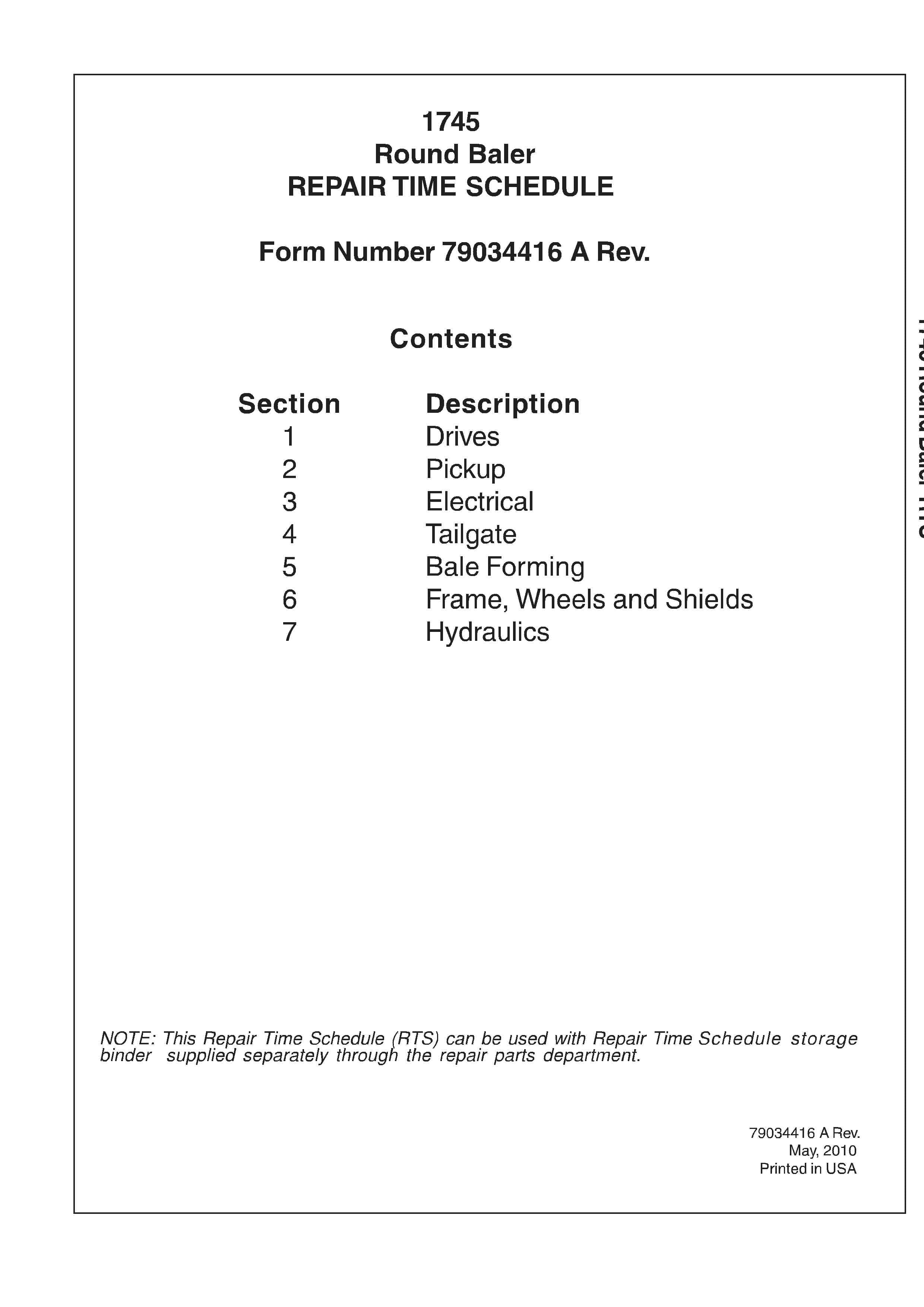 AGCO 1745 Round Baler Repair Time Schedule - PDF Download – Heavy ...