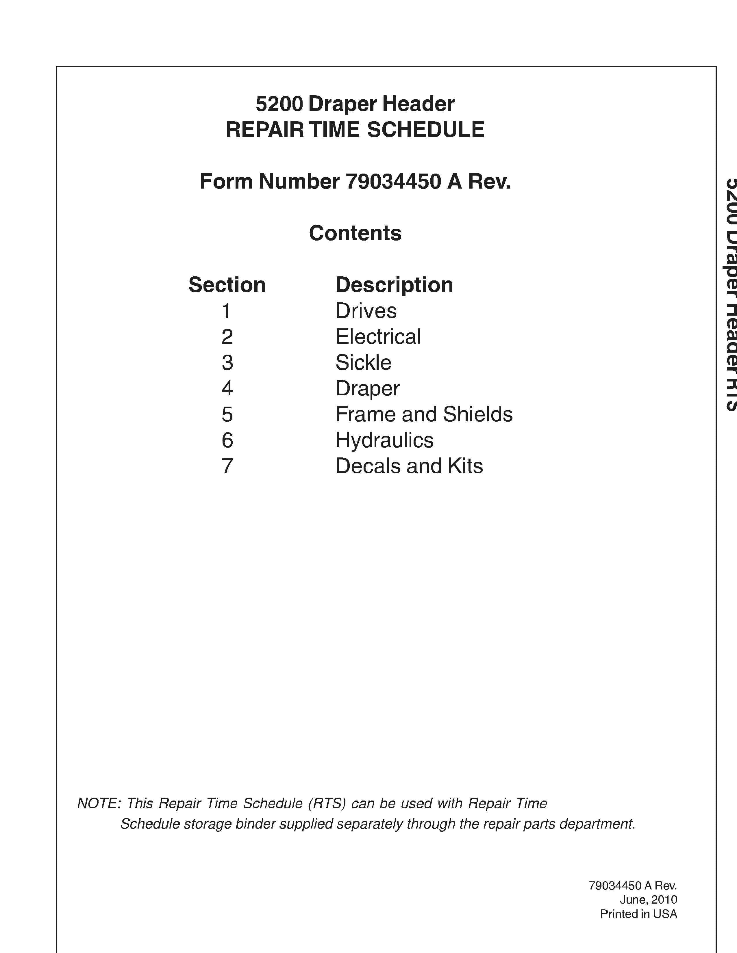AGCO 5200 Draper Header Repair Time Schedule - ... – Heavy Equipment Manual