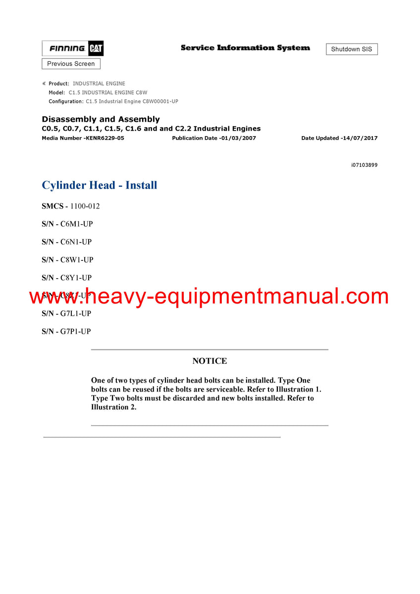 Download Caterpillar C1.5 INDUSTRIAL ENGINE Service Repair Manual C8W ...