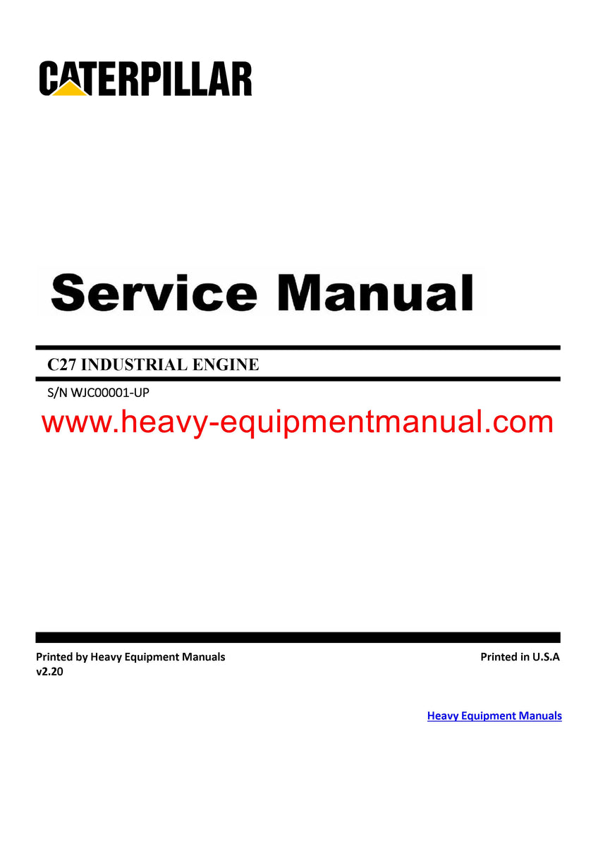 Download Caterpillar C27 INDUSTRIAL ENGINE Service Repair Manual WJC – Heavy Equipment Manual