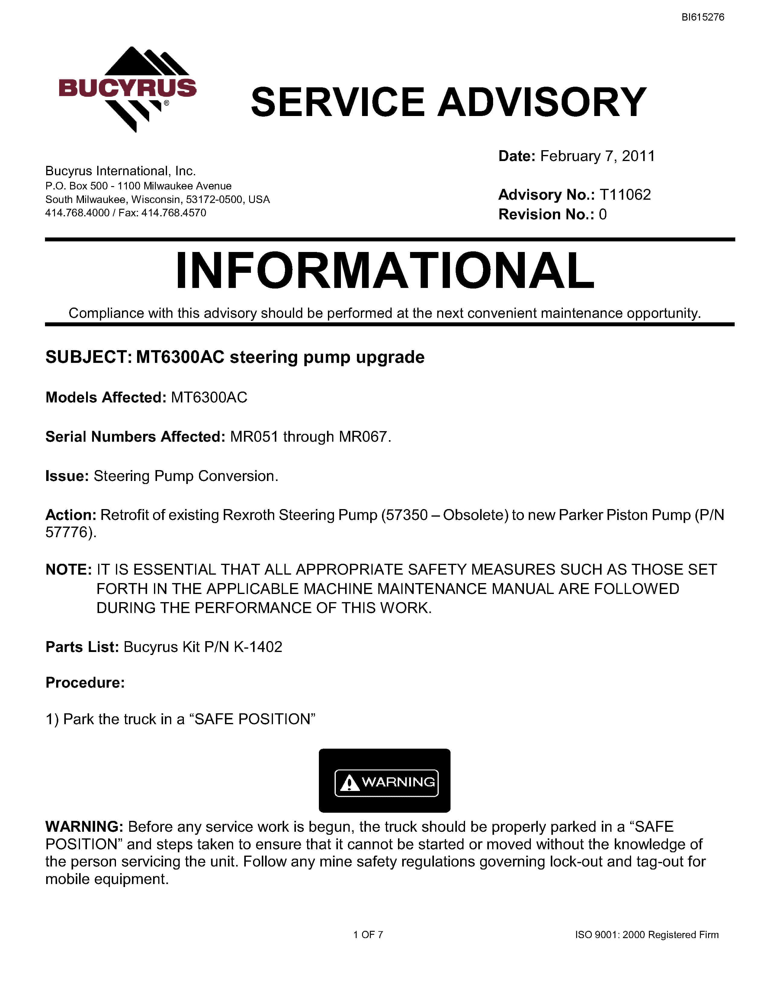 CAT Unit Rig Mining Truck MT6300AC MR051 MR067 ... – Heavy Equipment Manual