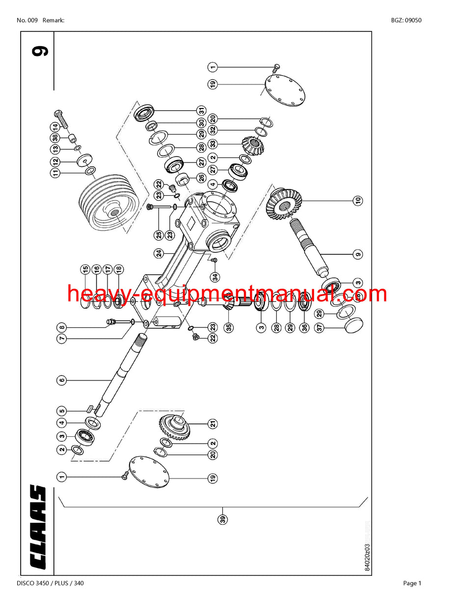 PDF Claas 3450 Plus 340 Disco Mower Parts Manual – Heavy Equipment Manual