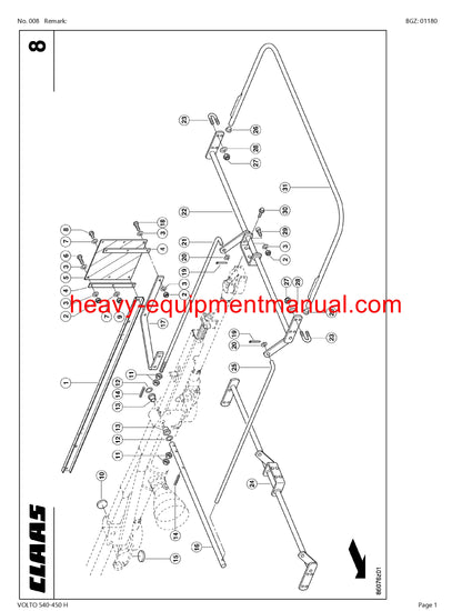 CLAAS VOLTO 540-450 H TEDDER PARTS CATALOG MANUAL SN 38601001-38699999 ...