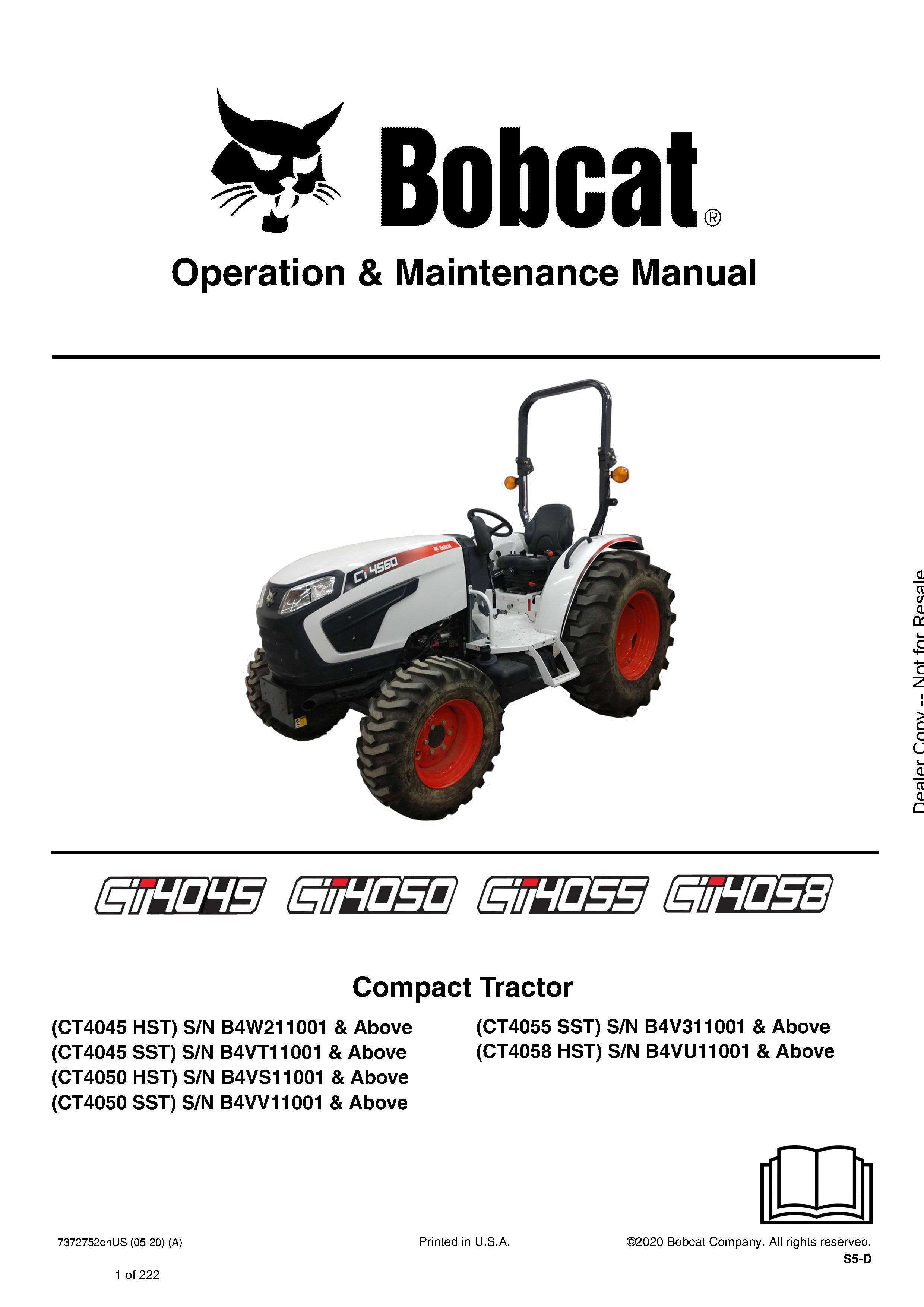 Bobcat CT4045 Compact Tractor Operation And Mai... – Heavy Equipment Manual