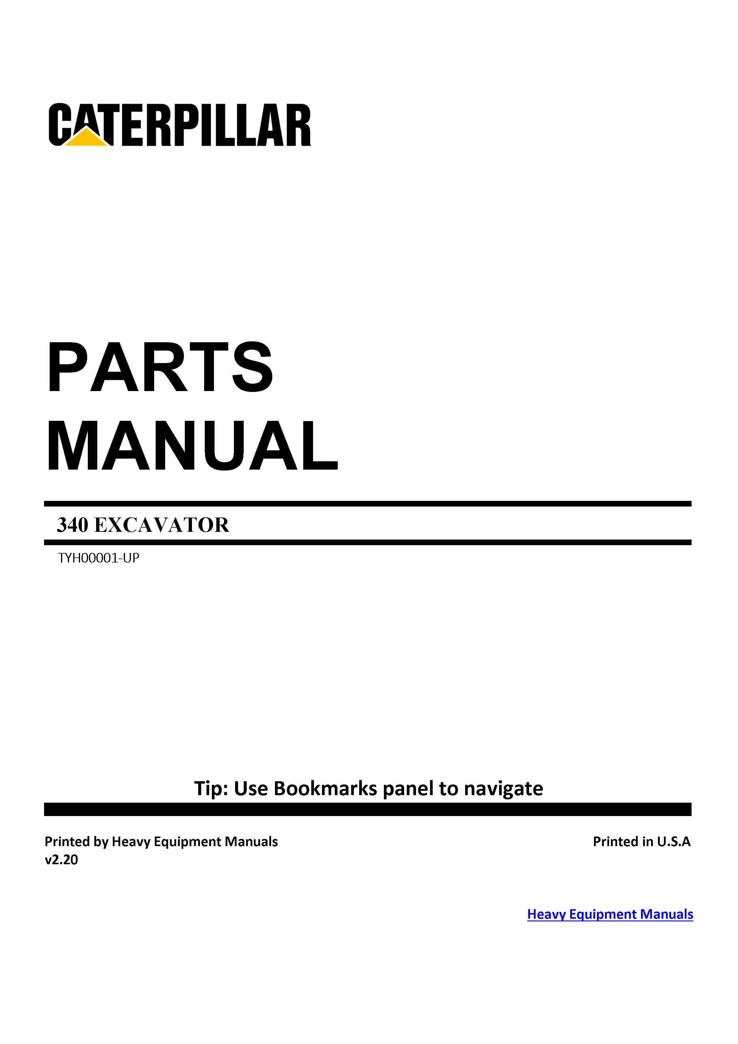 Caterpillar 340 Excavator Parts Manual TYH - Download PDF – Heavy Equipment Manual