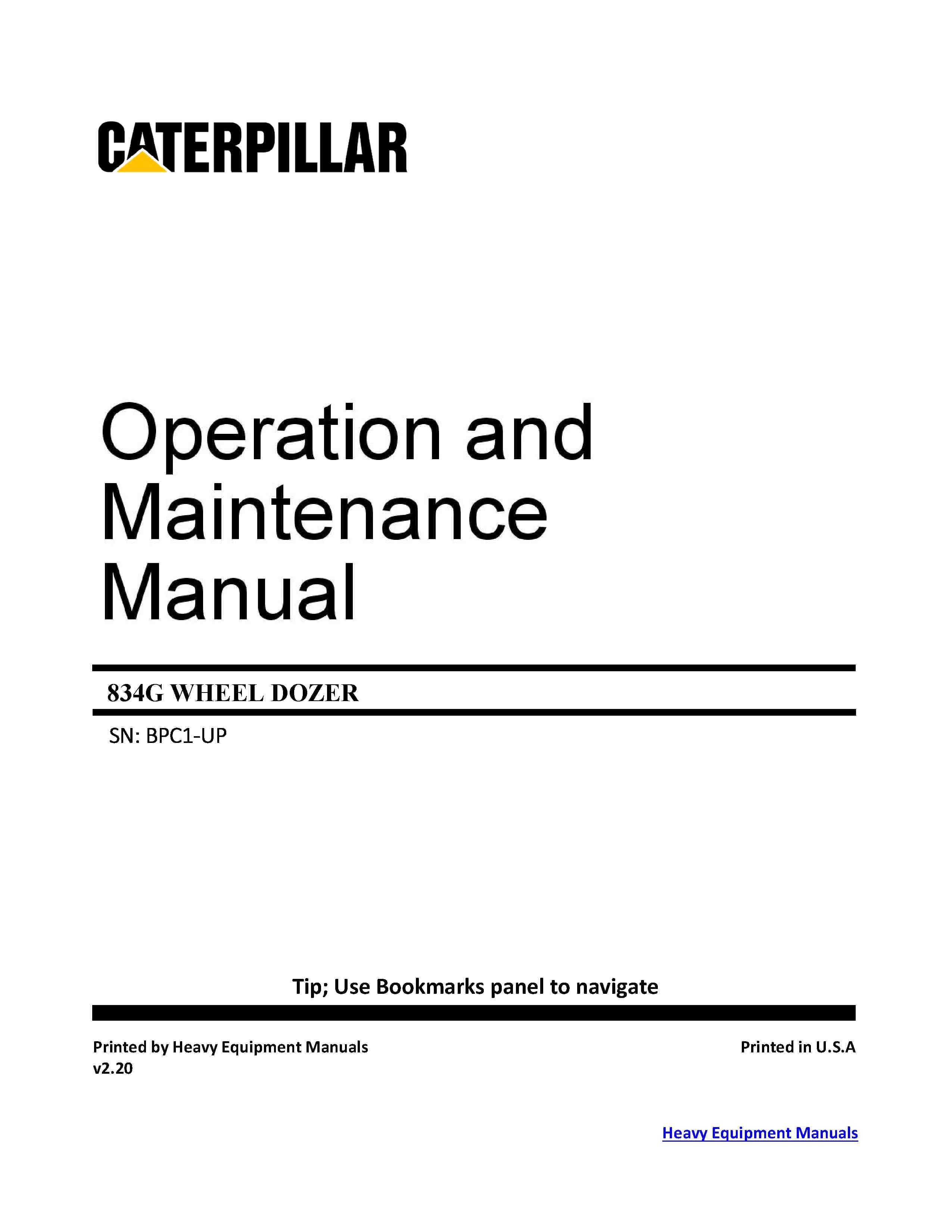 DOWNLOAD CATERPILLAR 834G WHEEL DOZER OPERATION... – Heavy Equipment Manual