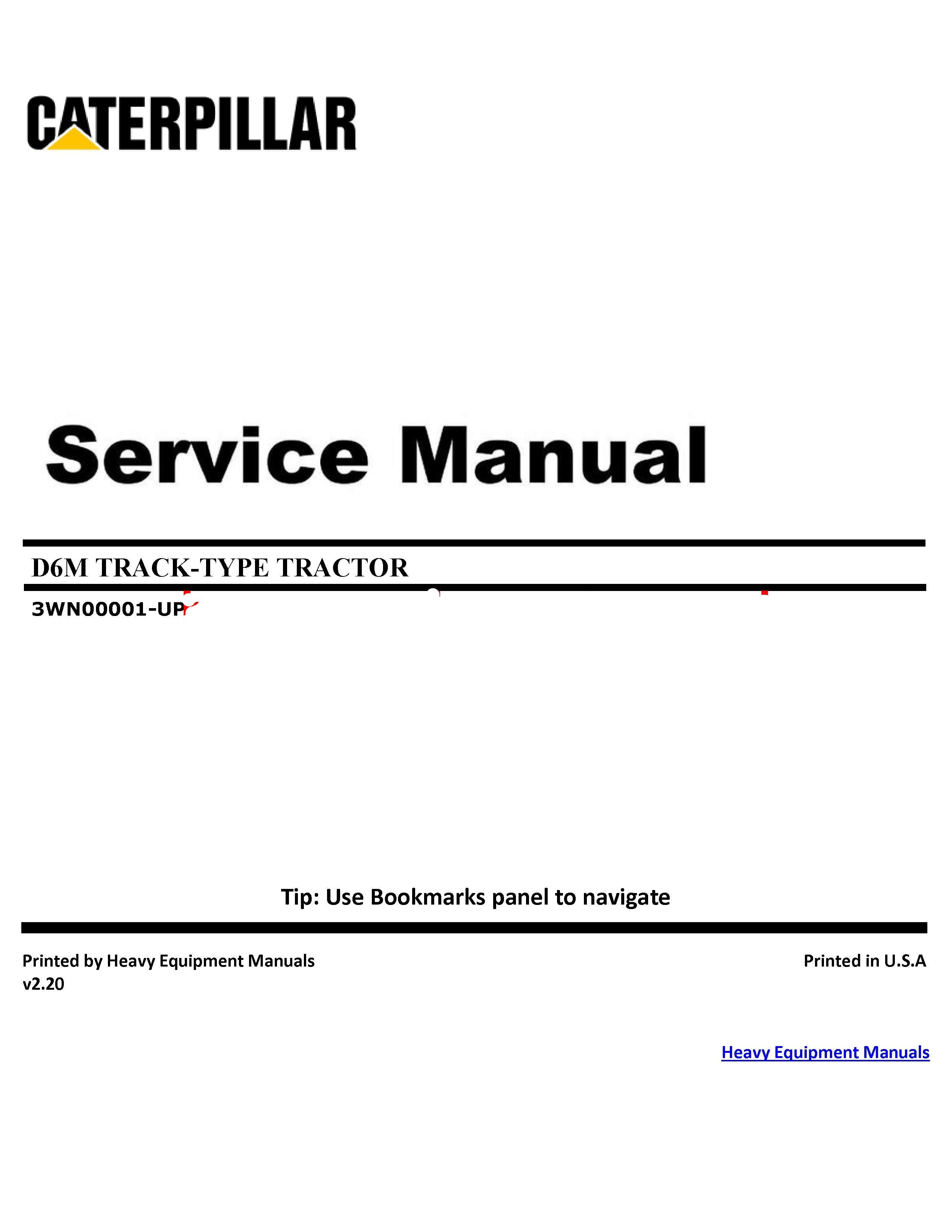 Caterpillar D6M Track-type Tractor Service Manu... – Heavy Equipment Manual