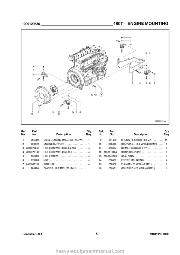 Gehl 480T Wheel-Steer Loader Parts Manual PDF D... – Heavy Equipment Manual