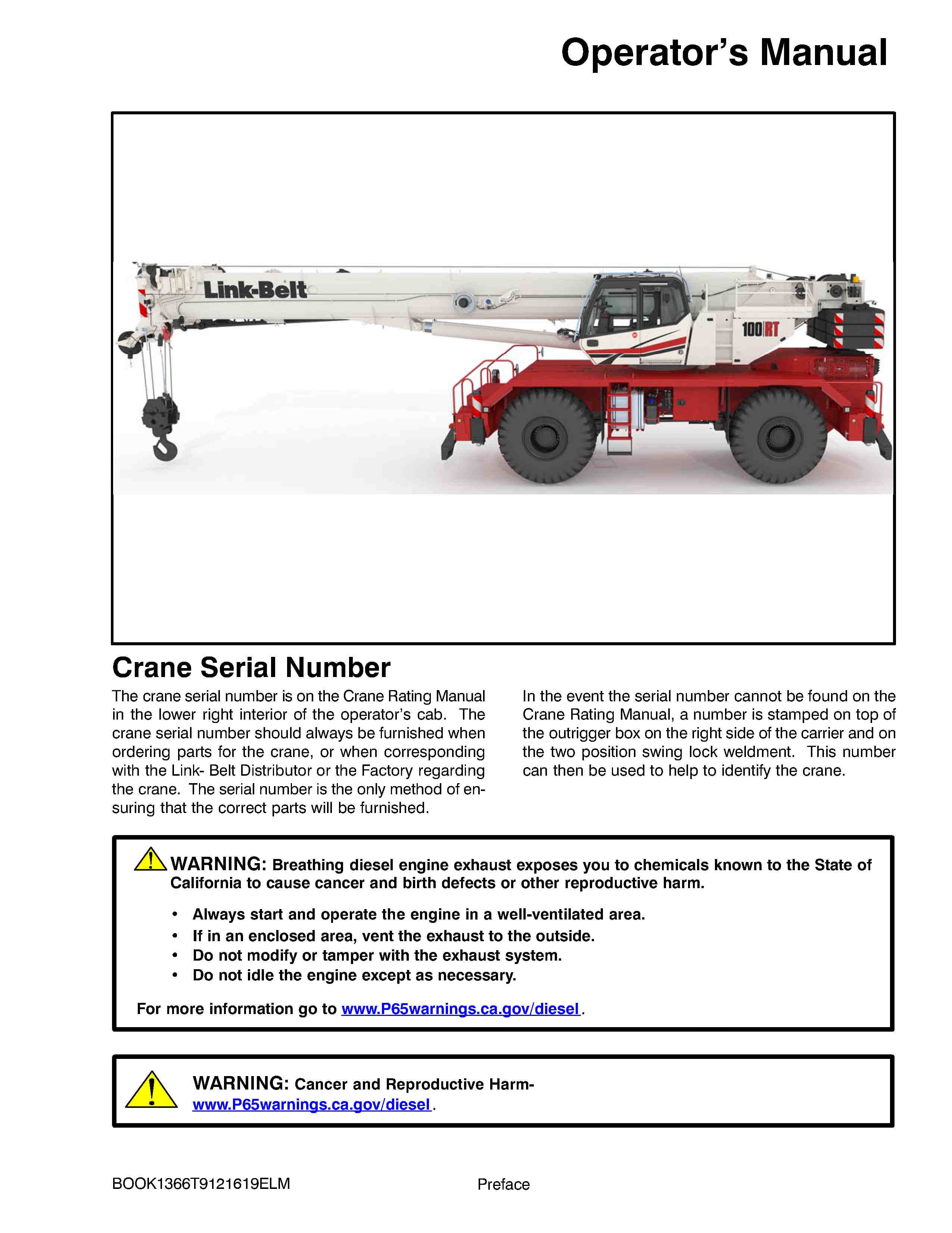 Link Belt 90RT Crane Operator Manual – Heavy Equipment Manual