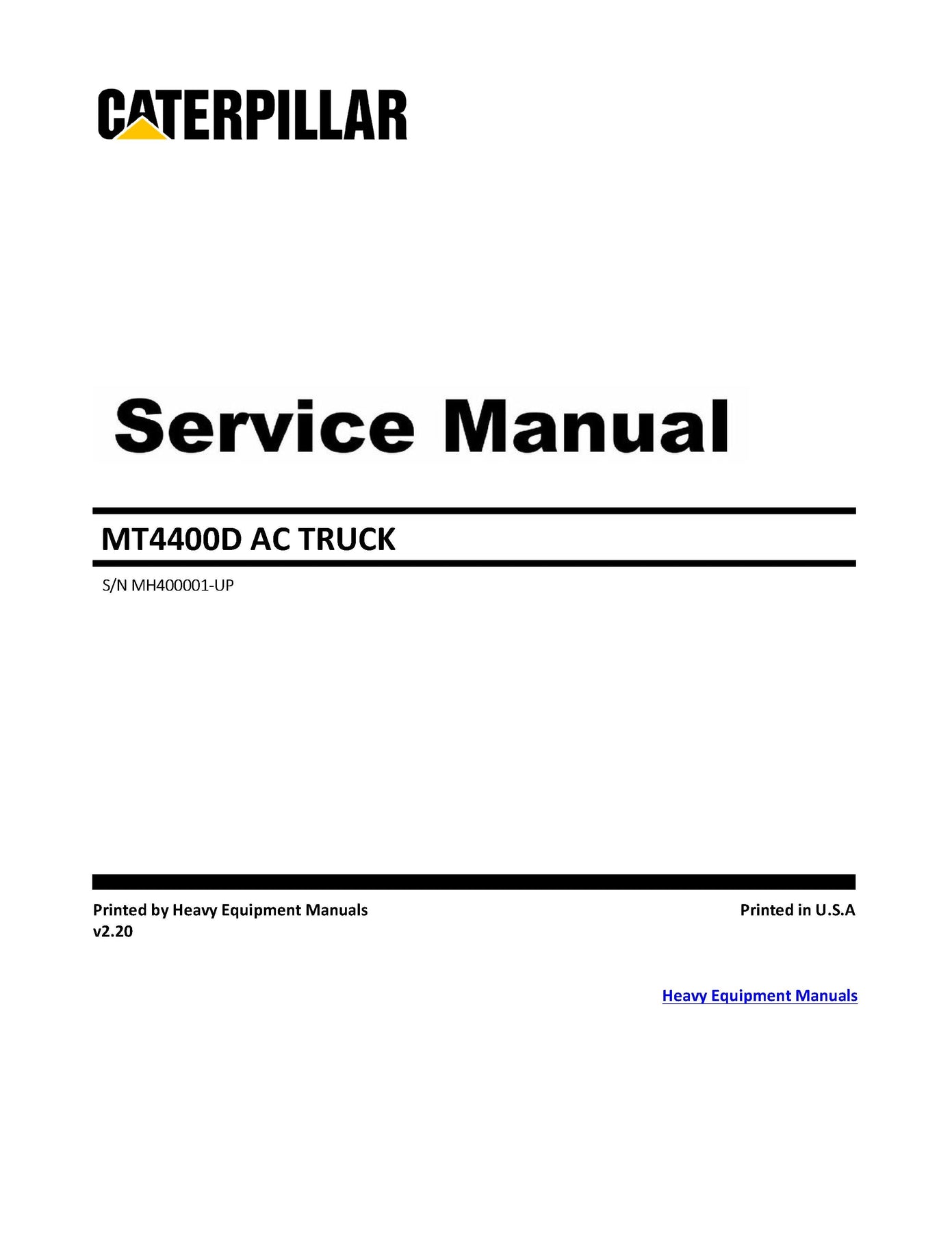 Caterpillar MT4400D AC UNIT RIG MINING TRUCK Fu... – Heavy Equipment Manual