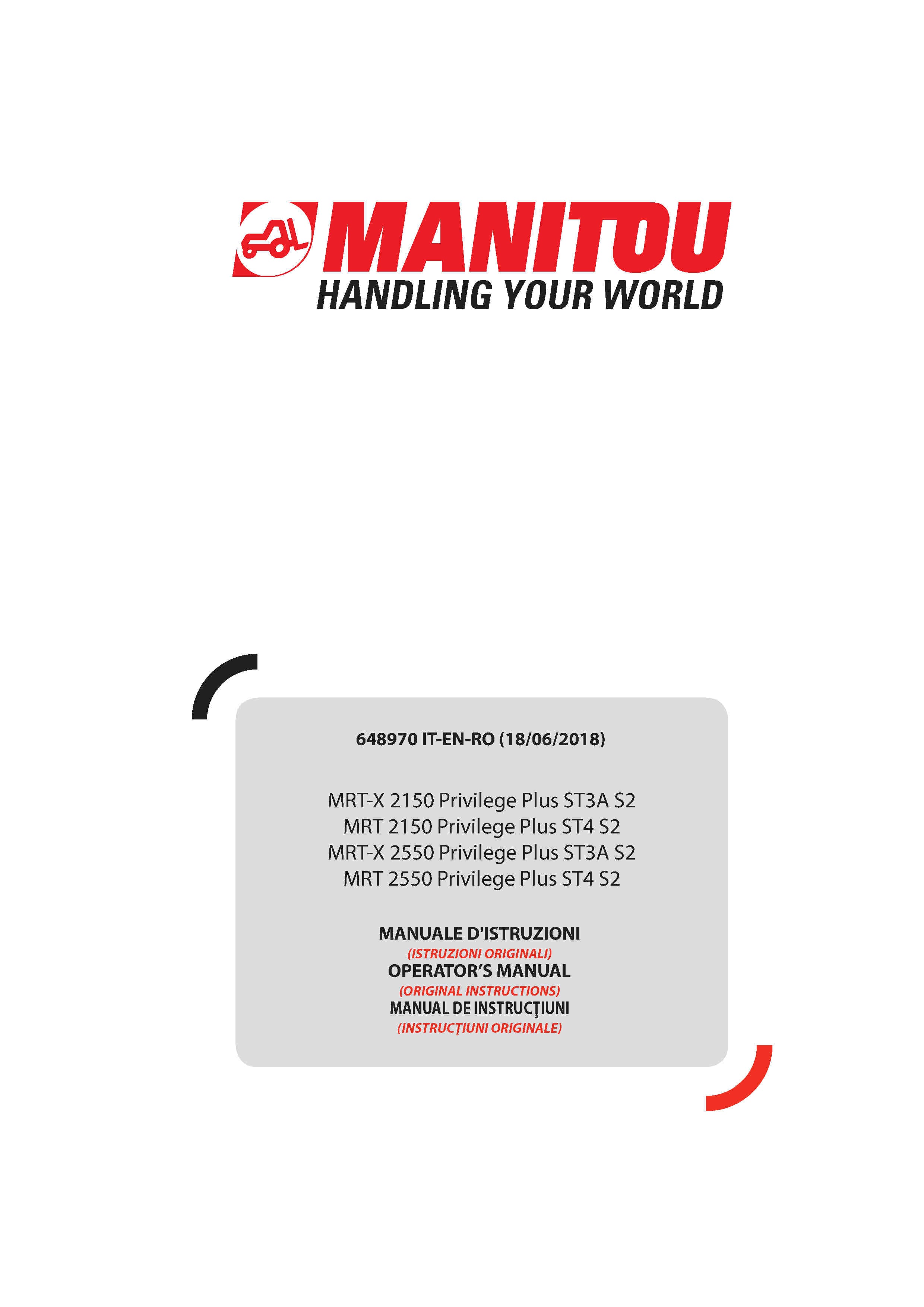 Manitou MRT 2550 Privilege Plus ST4 S2 Operator Manual - Download PDF ...