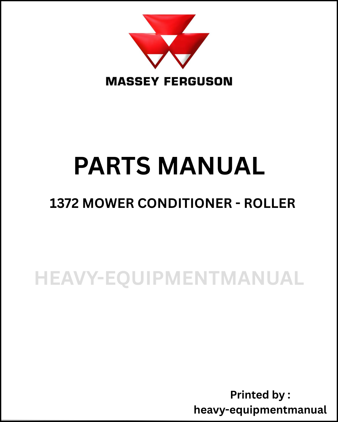 Massey Ferguson 1372 Mower Conditioner Roller P... – Heavy Equipment Manual