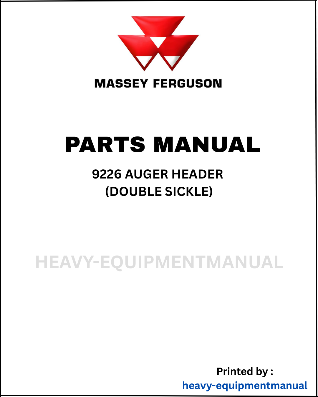 Massey Ferguson 9226 Auger Header (DOUBLE SICKLE) Parts Manual - Downl ...