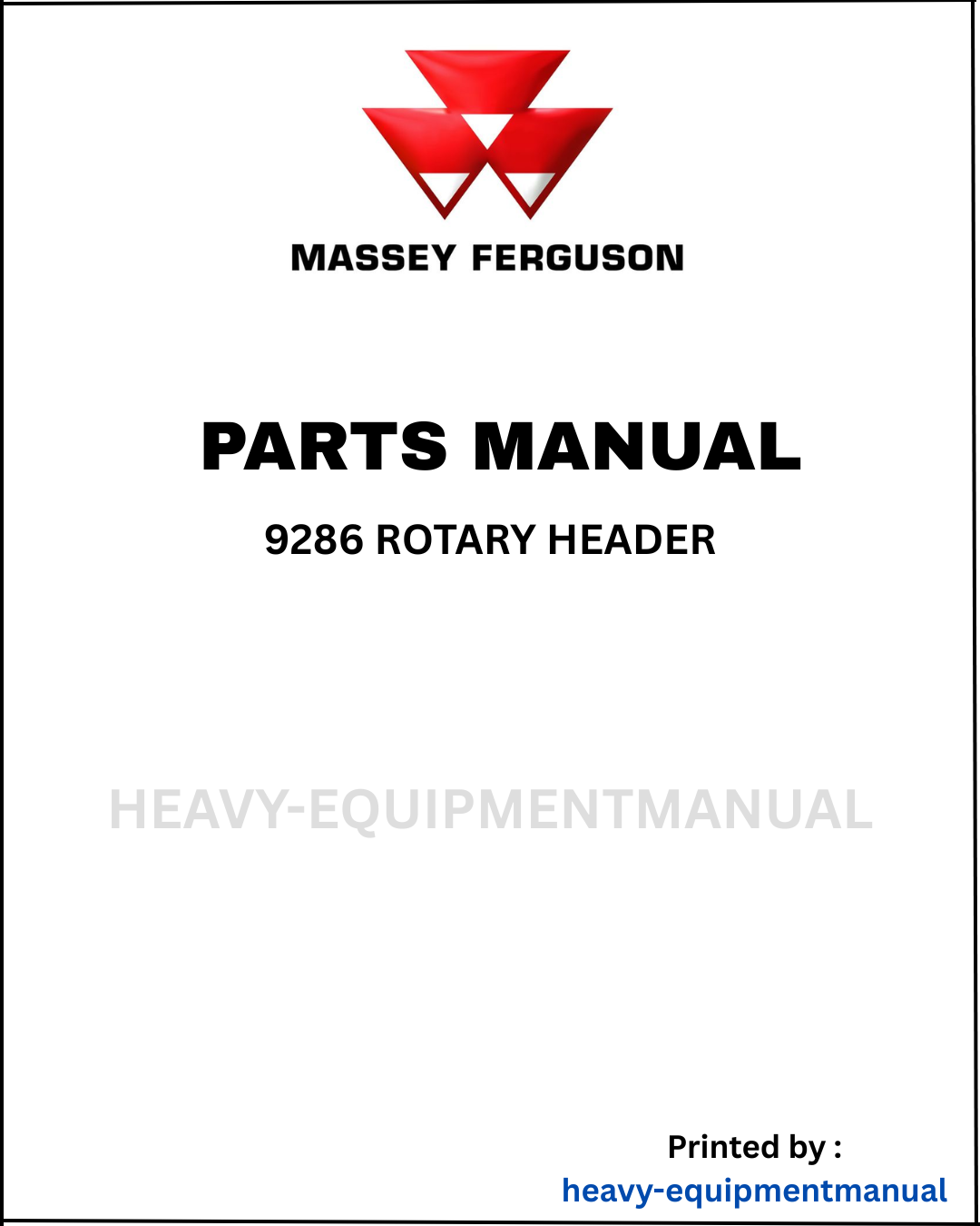 Massey Ferguson 9286 Rotary Header Parts Manual... – Heavy Equipment Manual