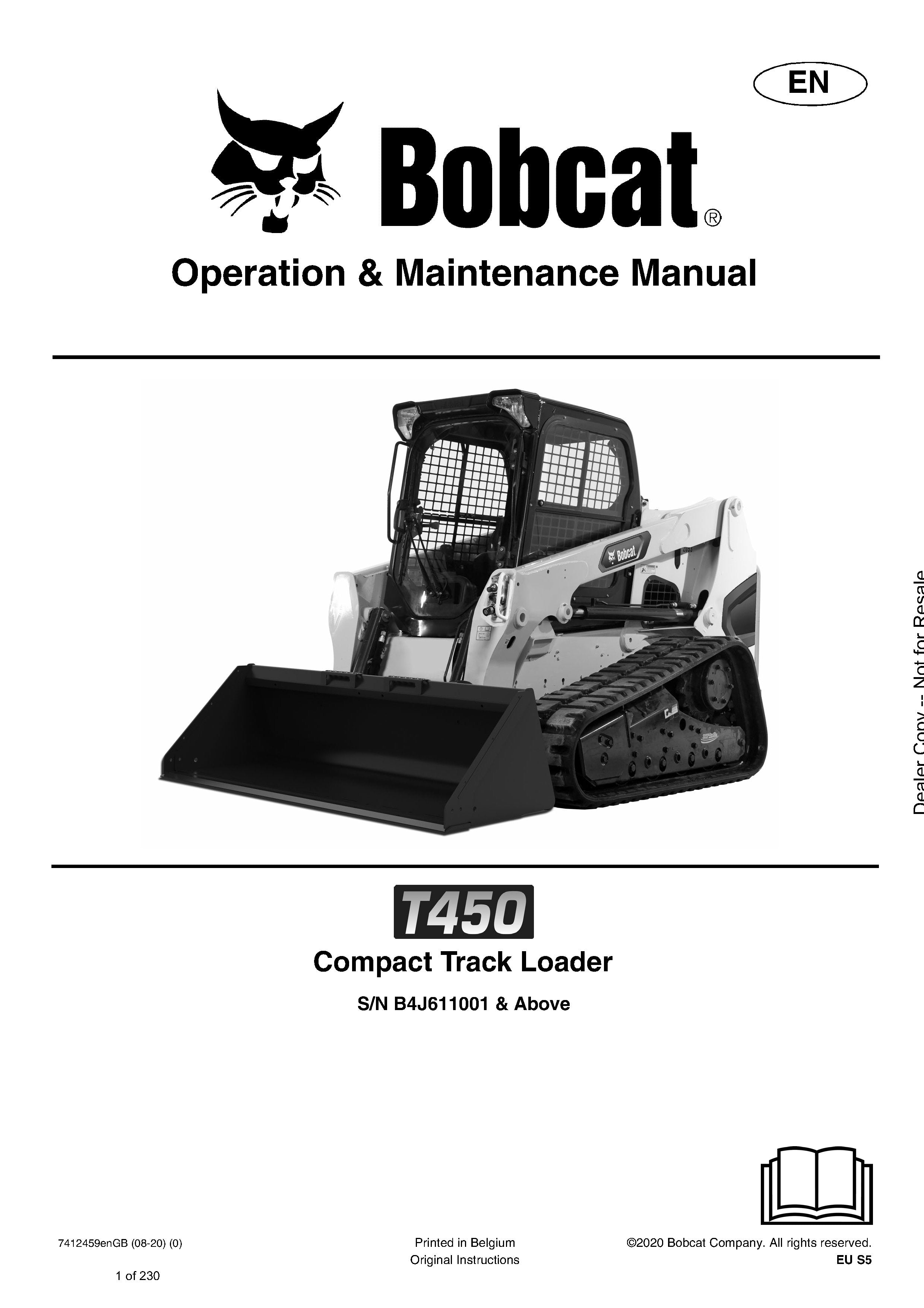 Bobcat T450 Compact Track Loader Operation And ... – Heavy Equipment Manual