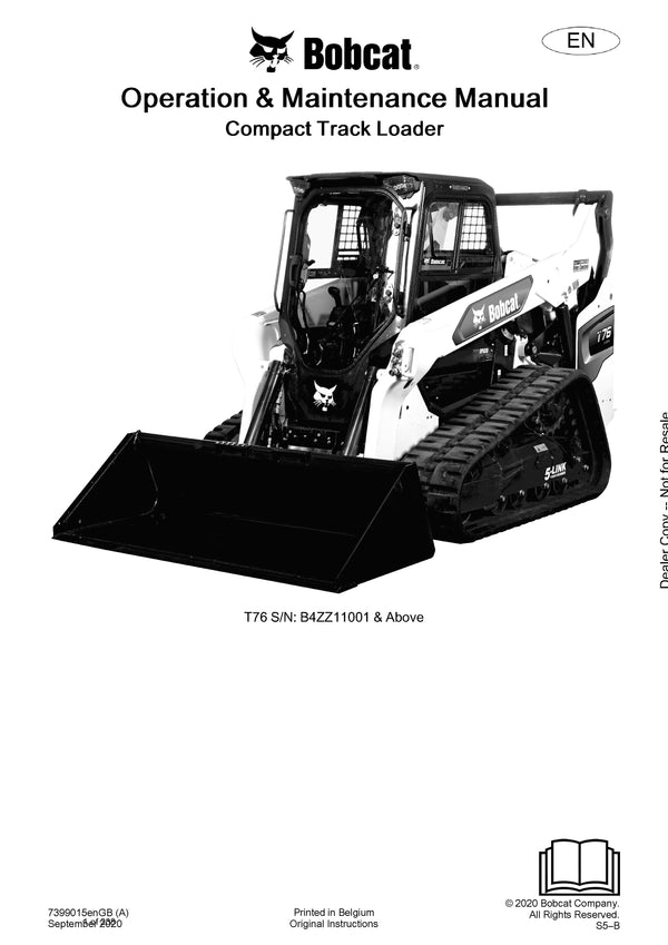 Bobcat T76 Compact Track Loader Operation And M... – Heavy Equipment Manual