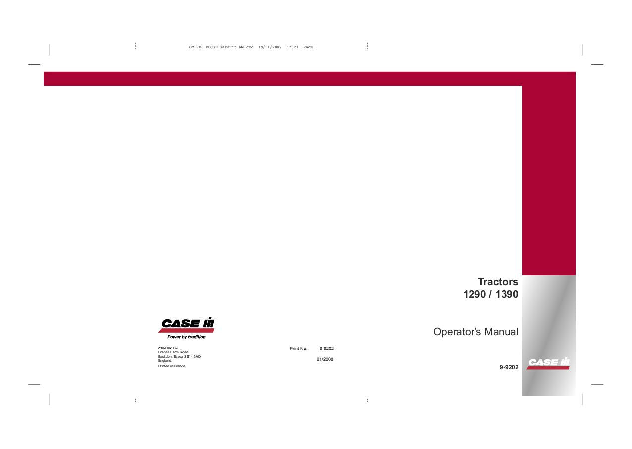 Case IH Tractor 1290, 1390 Operator’s Manual 9-... – Heavy Equipment Manual