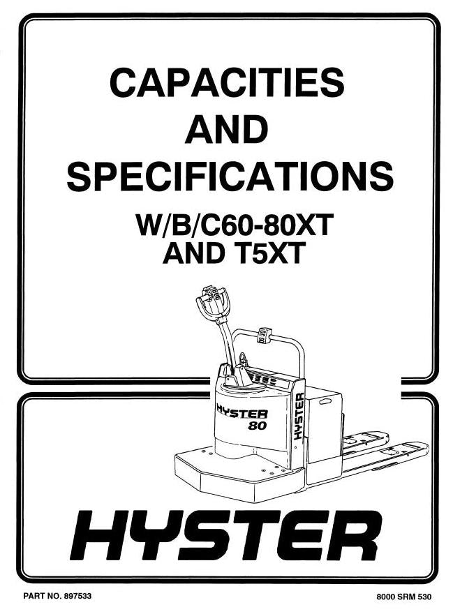 Hyster CA60XT, C60XT2, C80XT2, CA80XT Pallet Tr... – Heavy Equipment Manual